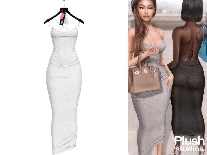 Second Life Marketplace - Plush Studios. Olivia Jersey Dress - White